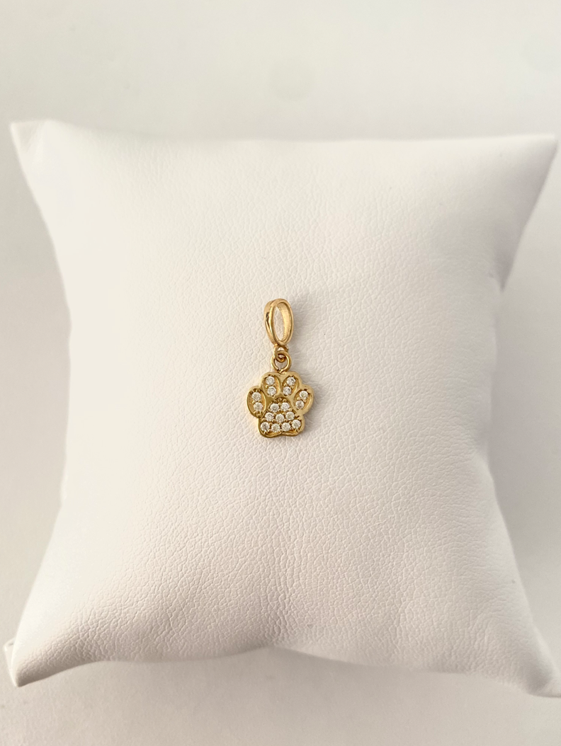 Złota zawieszka łapka psa z cyrkoniami / Próba 333 | Sklep AleChrzest.pl
